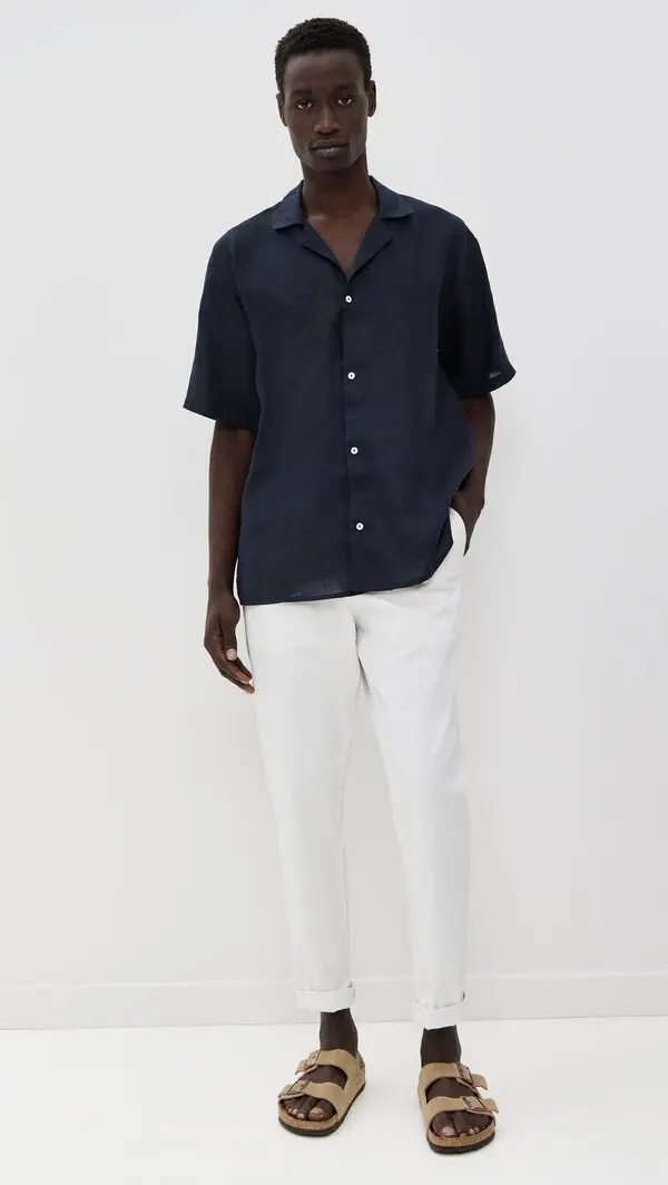 ANCORA The Resort Linen Shirt - Navy