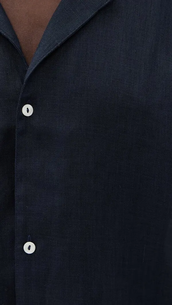 ANCORA The Resort Linen Shirt - Navy