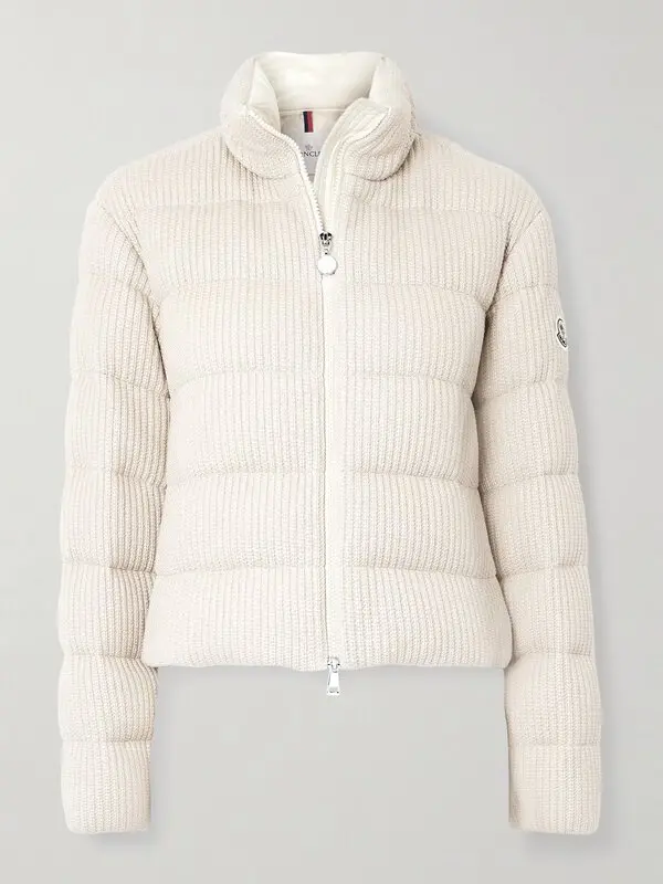 Moncler Thoiry Quilted Ribbed Metallic Cotton Down Jacket - White