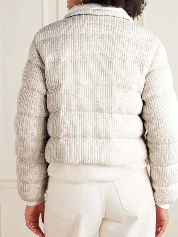 Moncler Thoiry Quilted Ribbed Metallic Cotton Down Jacket - White