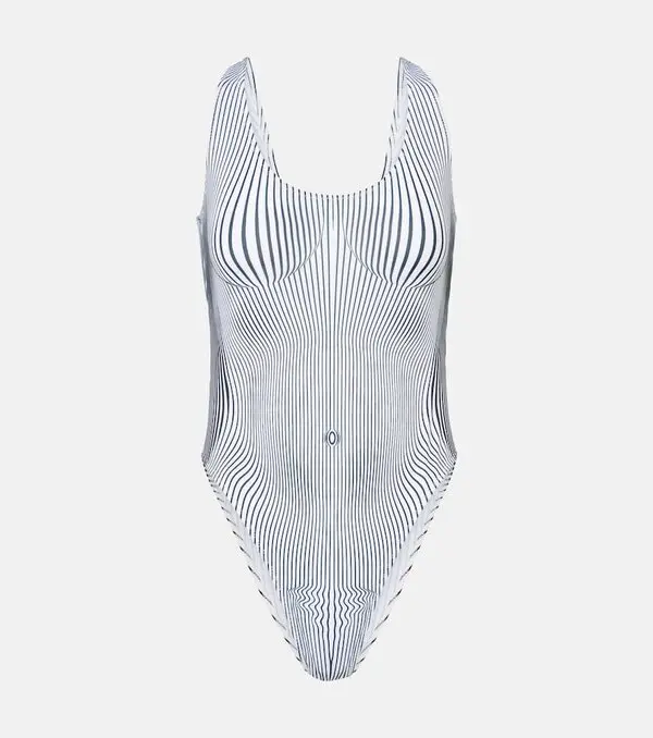 Jean Paul Gaultier Pinstripe Body Morphing Swimsuit - White