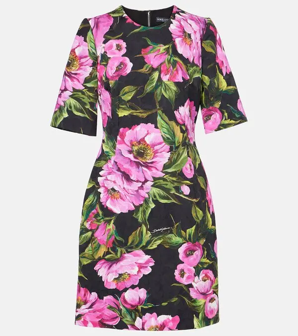 Dolce & Gabbana Floral Cotton Jacquard Minidress - Multicoloured
