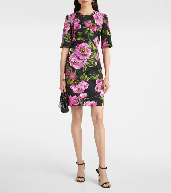 Dolce & Gabbana Floral Cotton Jacquard Minidress