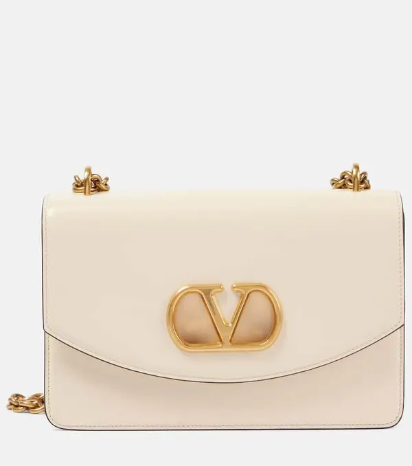 Valentino Garavani Vain Medium Leather Shoulder Bag - Beige