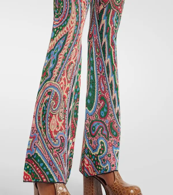 Etro Knitted Paisley Jacquard Flared Pants