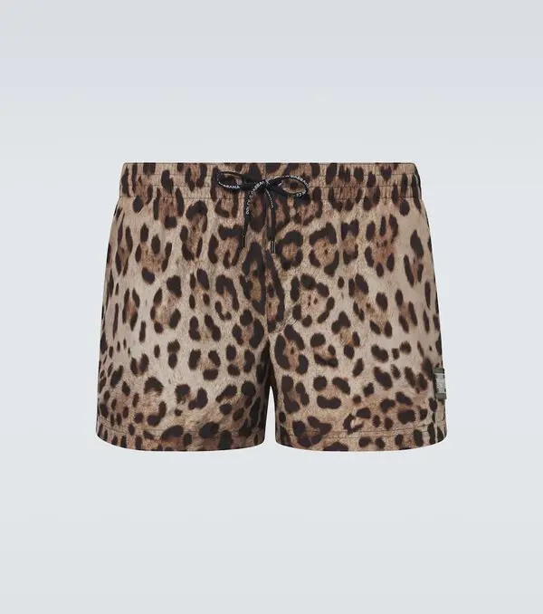 Dolce & Gabbana Leopard-print Swim Trunks - Brown
