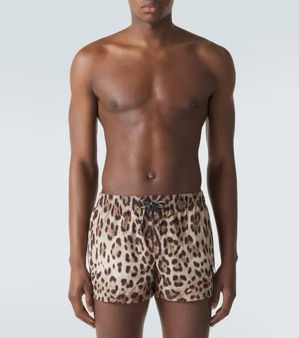 Dolce & Gabbana Leopard-print Swim Trunks - Brown