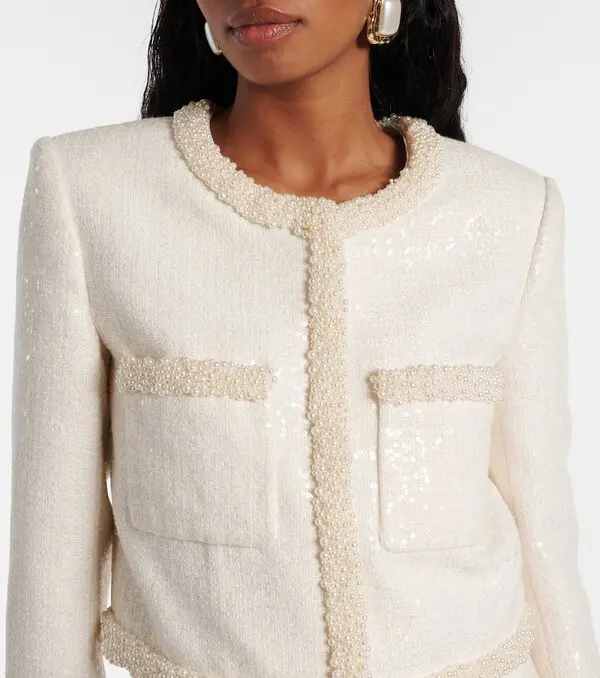 SELF-PORTRAIT Embellished Sequined Bouclé Jacket
