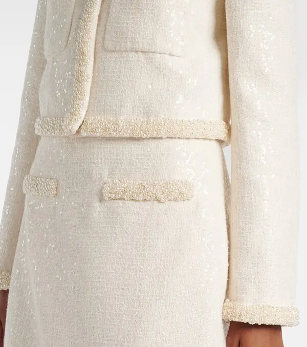 SELF-PORTRAIT Embellished Sequined Bouclé Jacket