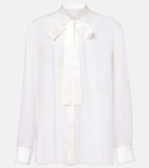 Dolce & Gabbana Bow-detail Silk Chiffon Shirt