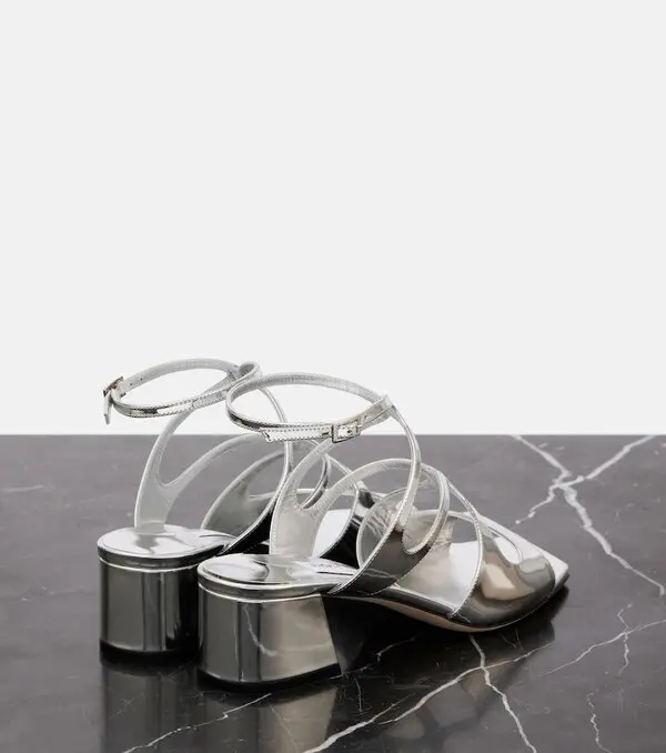 JIMMY CHOO Azilia 45 Metallic Leather Sandals - Silver