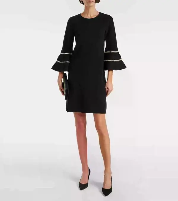 Carolina Herrera Embellished Wool-blend Minidress