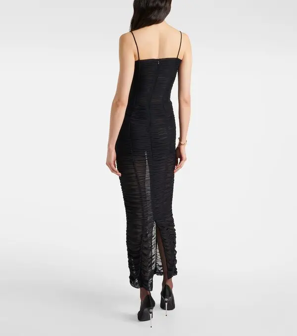 Dolce & Gabbana Sheer Draped Tulle Midi Dress