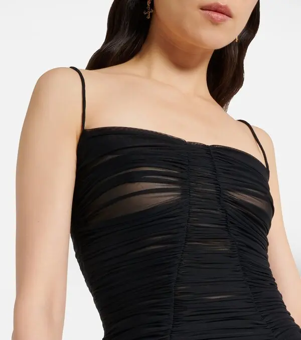 Dolce & Gabbana Sheer Draped Tulle Midi Dress