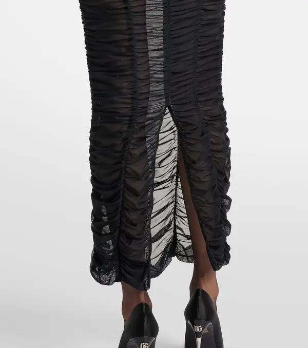 Dolce & Gabbana Sheer Draped Tulle Midi Dress