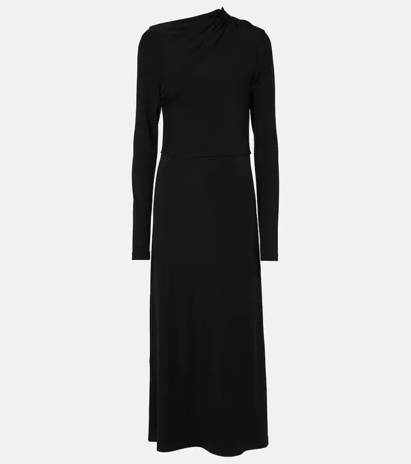 TOTEME Draped Jersey Maxi Dress - Black