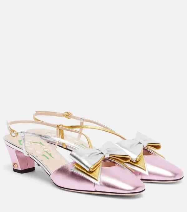 Valentino Garavani Bowow 45 Metallic Leather Pumps - Multicoloured