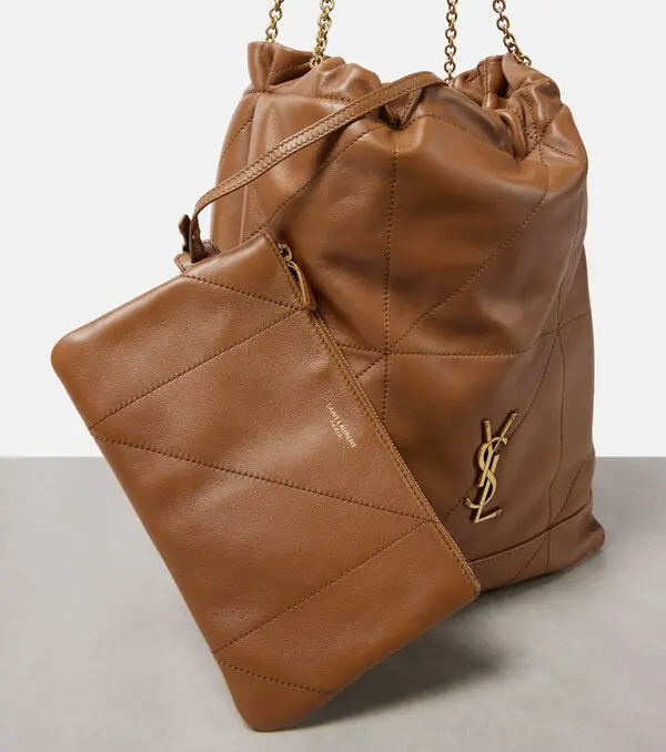 Saint Laurent Jamie Pouch Leather Shoulder Bag - Brown