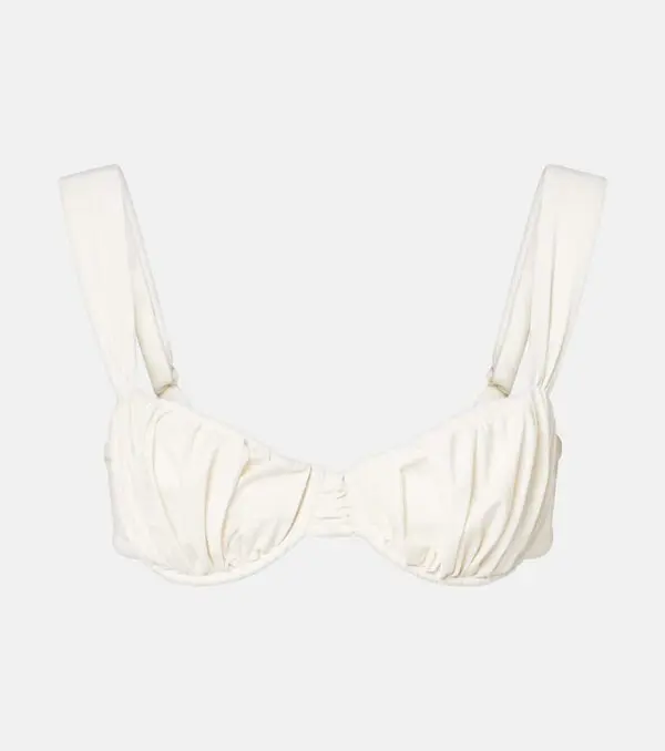 Faithfull The Brand Emily Ruched Bikini Top - White