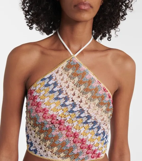 Missoni Zigzag Halterneck Lamé Crop Top