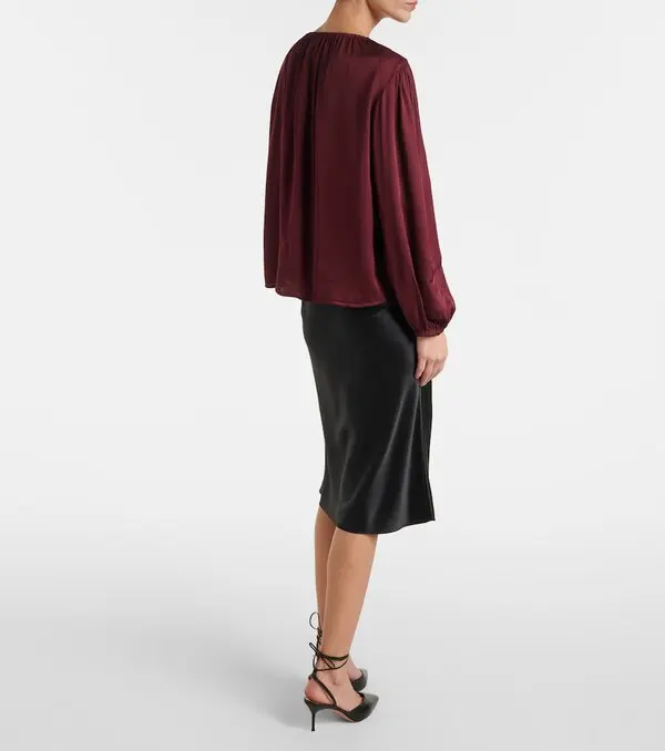 Velvet By Graham & Spencer Riona Satin Blouse - Brown