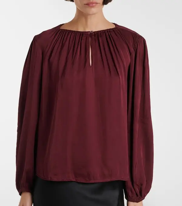 Velvet By Graham & Spencer Riona Satin Blouse - Brown