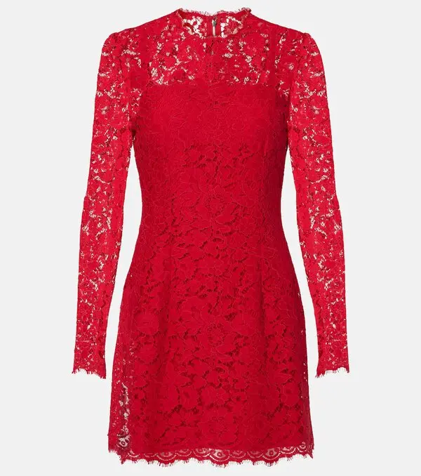 Dolce & Gabbana Cotton-blend Lace Minidress - Red