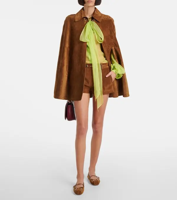 Gucci Horsebit Gg Suede Ballet Flats - Brown