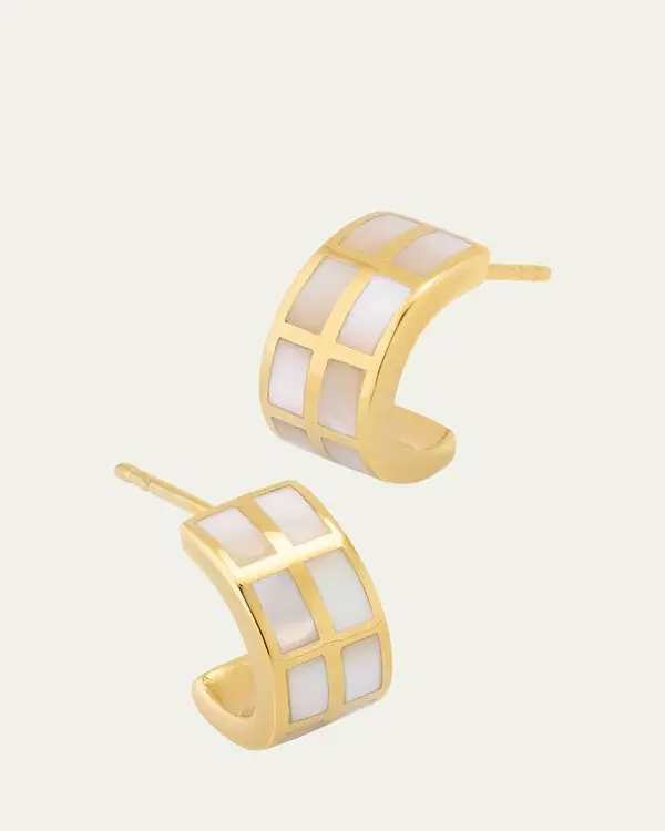 JAN LESLIE Dash Rectangle Gemstone Huggie Earrings - Mop