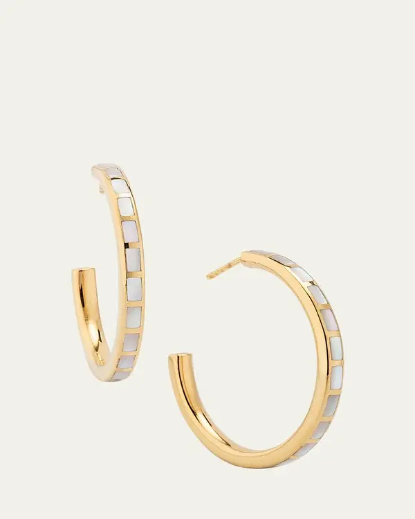 JAN LESLIE Dash Gemstone Hoop Earrings - Mop