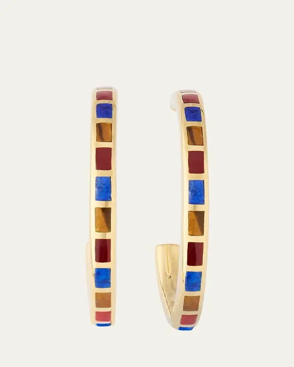 JAN LESLIE Dash Gemstone Hoop Earrings - Multi