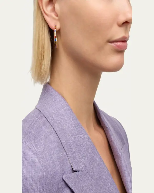 JAN LESLIE Dash Gemstone Hoop Earrings - Multi