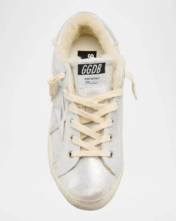 GOLDEN GOOSE Super-star Metallic Leather Sneakers - Platinum