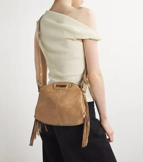 Maje Mini Suede Miss M Shoulder Bag - Brown