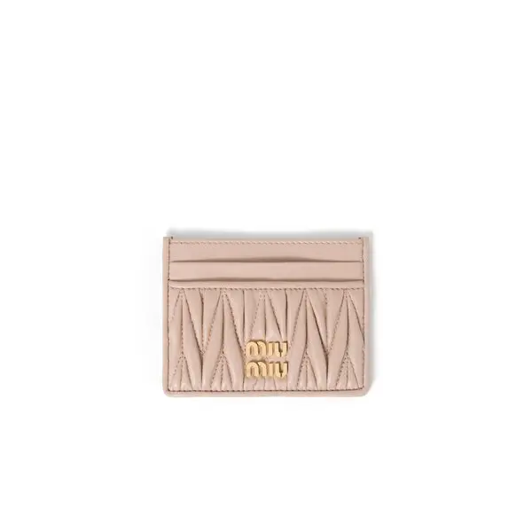 Miu Miu Matelassé Nappa Leather Card Holder - Powder Pink