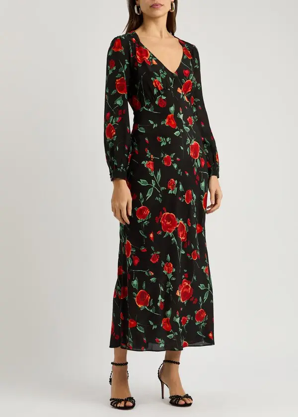 Rixo Mavis Floral-print Silk-chiffon Midi Dress