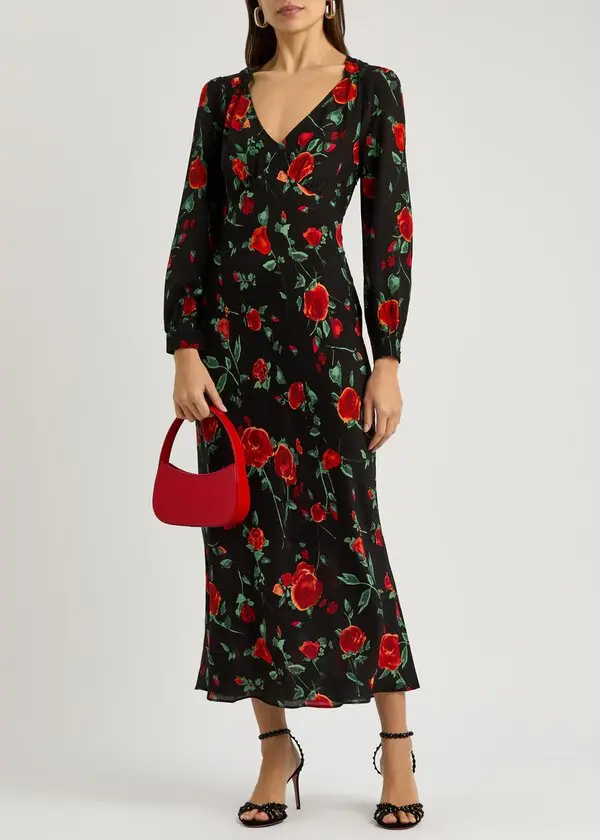 Rixo Mavis Floral-print Silk-chiffon Midi Dress
