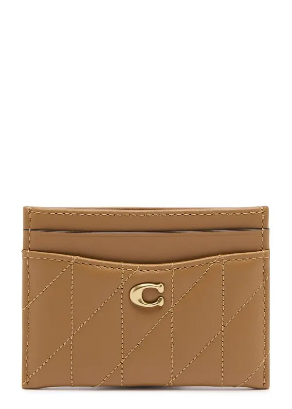 COACH Pillow Quilted Leather Card Holder - Caramel