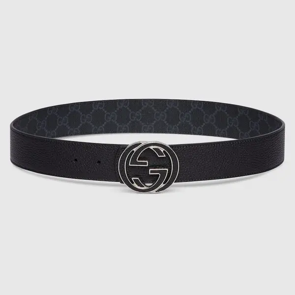 Gucci Reversible Belt With Interlocking G Buckle - Black