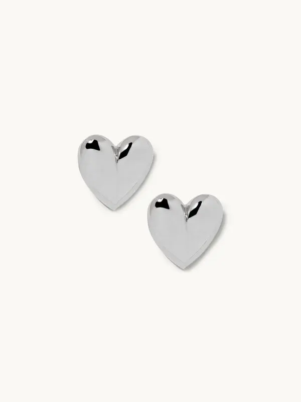 JENNIFER FISHER Small Puffy Heart Stud Earrings - Silver