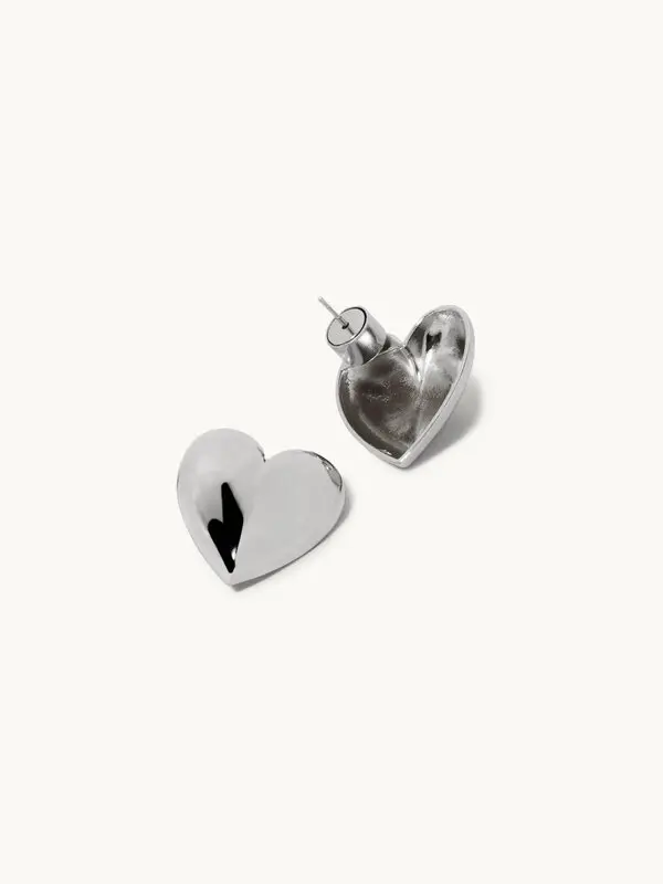 JENNIFER FISHER Small Puffy Heart Stud Earrings - Silver