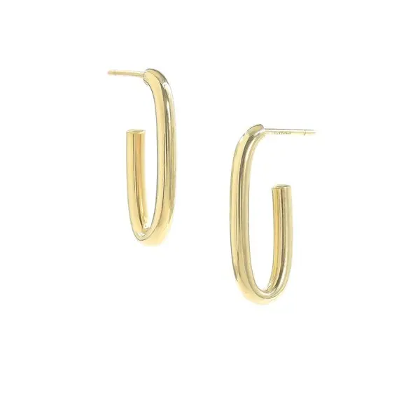 BONDEYE JEWELRY Paperclip Hoop Earrings - 14k Yellow Gold