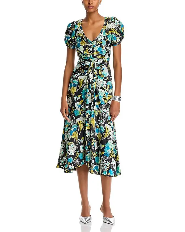 Cinq À Sept Tossed Floral Walker Dress - Obsidian Multi