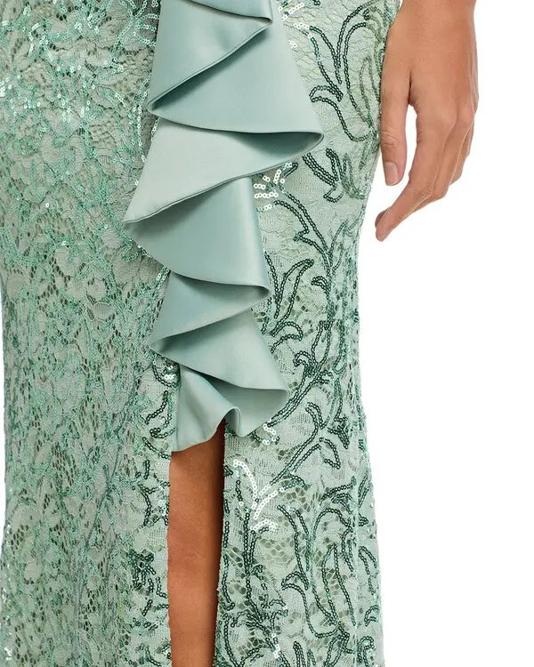 Eliza J Sleeveless Ruffle Gown - Sage