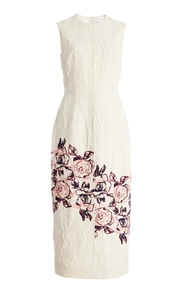 Erdem Printed Cotton-linen Midi Dress - Ivory