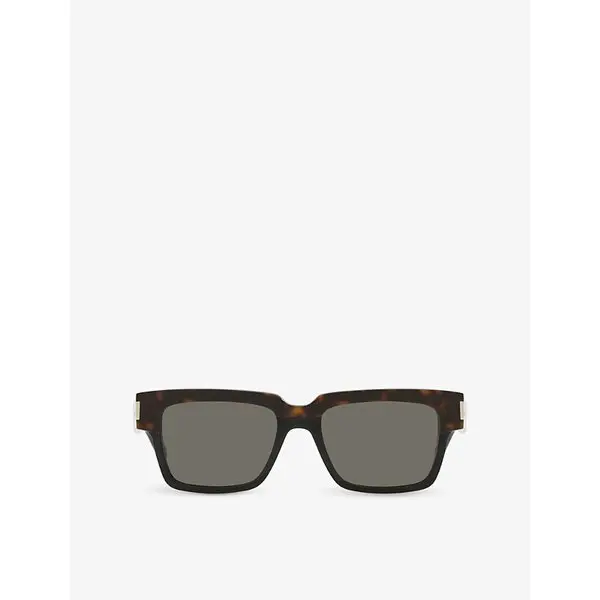 Saint Laurent Rectangle-frame Acetate Sunglasses - Brown