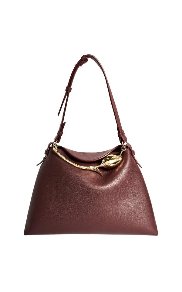 Erdem Bloom Leather Shoulder Bag - Burgundy