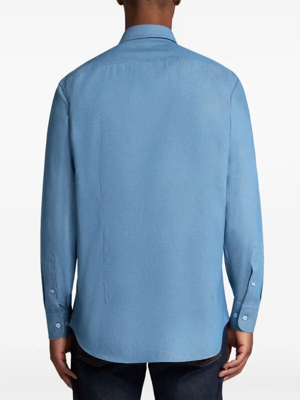 Etro Pegaso-motif Cotton Shirt - Blue
