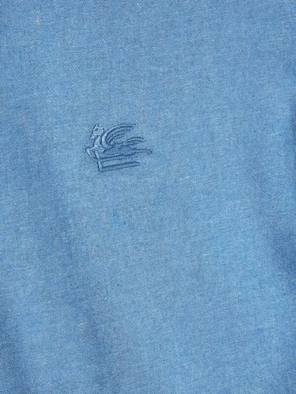 Etro Pegaso-motif Cotton Shirt - Blue