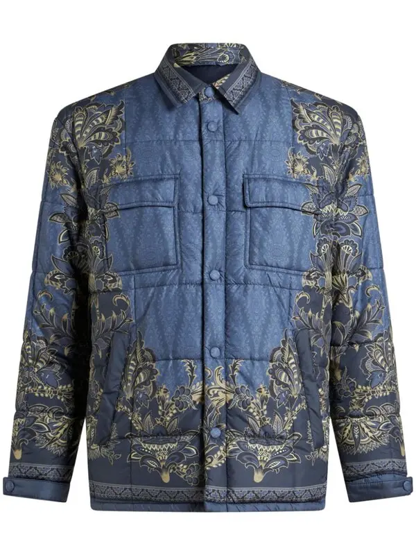 Etro Quilted Printed Shirt Jacket - Blue